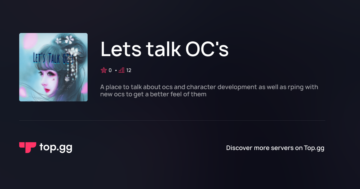 Join Lets talk OC's Discord Server | The #1 Discord Server List