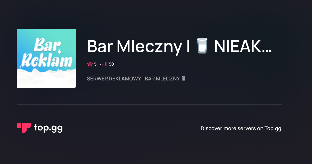 Join Bar Mleczny | 🥛 NIEAKTYWNY Discord Server | The #1 Discord Server List