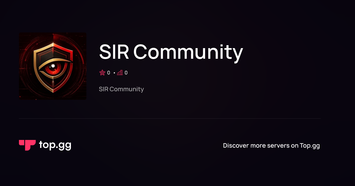 Rejoindre le serveur Discord SIR Community | La liste de serveurs ...